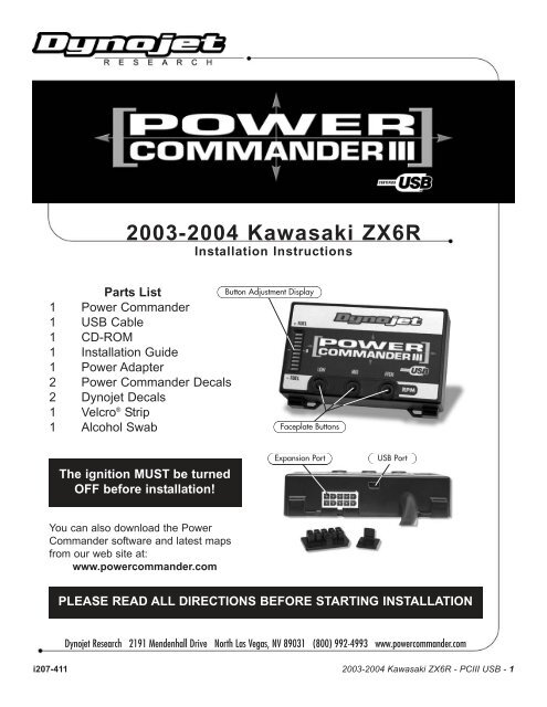 2003-2004 Kawasaki ZX6R Power Commander ... - Surfside Moto