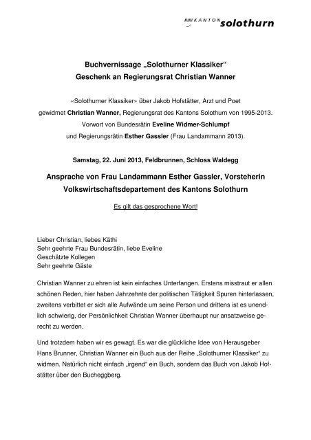 zur Ansprache von Frau Landammann Esther Gassler
