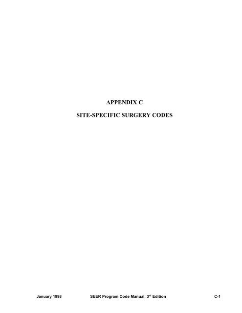 Appendix C Site Specific Surgery Codes Seer