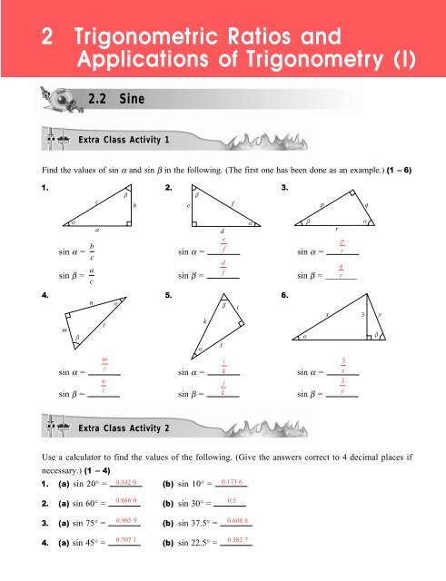chapter 8 right triangles and trigonometry answer key