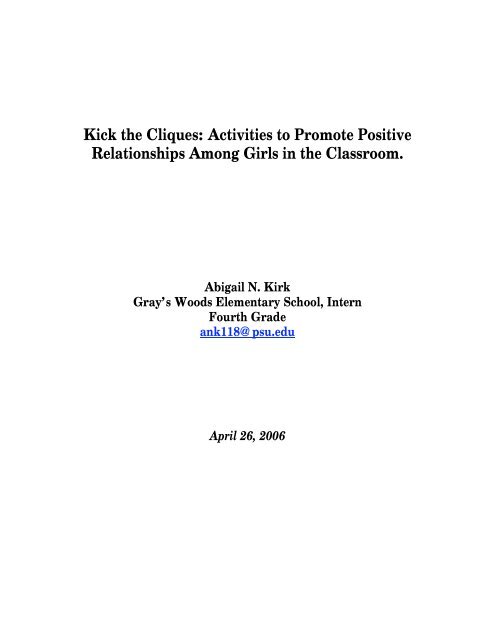 Kick the Cliques: Activities to Promote Positive Relationships Among ...