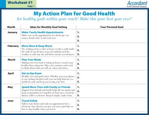 Worksheet #1 Action Plan for Good Health - Accordant.com