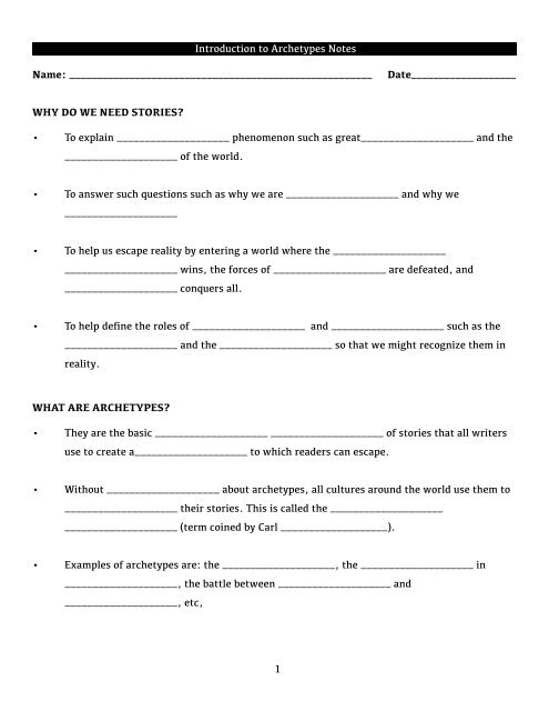 Introduction to Archetypes Student Notes