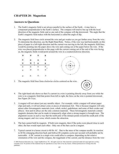 CHAPTER 20: Magnetism Answers to Questions
