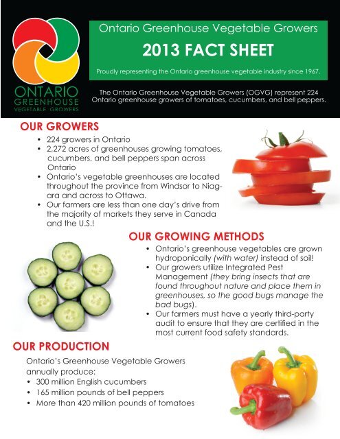 2013 FACT SHEET - Ontario Greenhouse Vegetable Growers