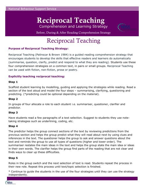 Handout: Reciprocal Teaching