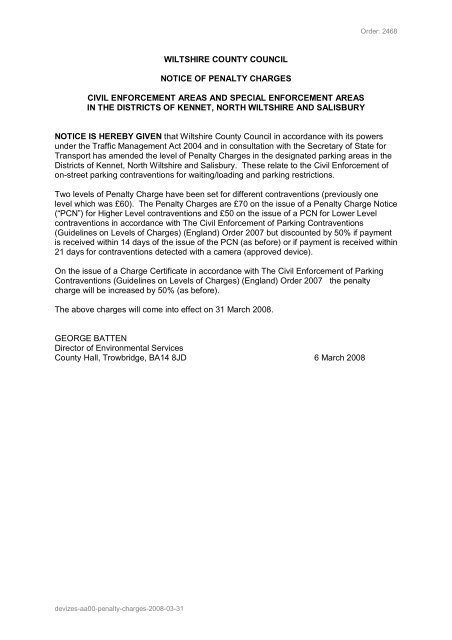 Devizes Map Based Traffic Regulation Order 2.8mb - Wiltshire Council