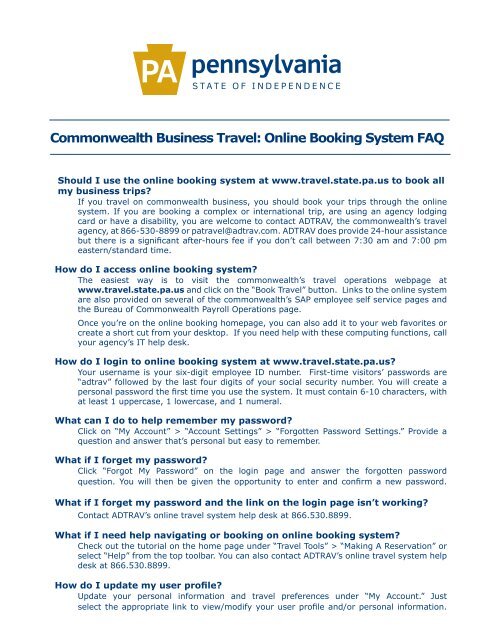 Online Booking System FAQ - ADTRAV Travel Management