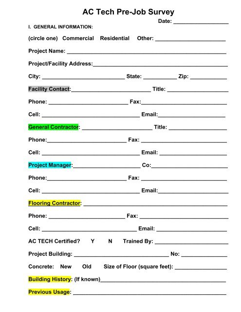 Pre-Job Check List - JD Technical Group