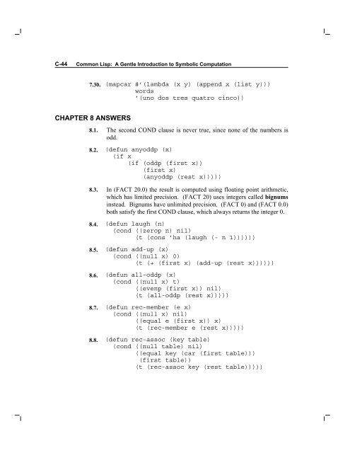 C 44 Common Lisp A