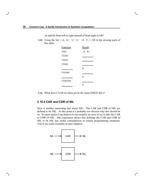 50 Common Lisp A