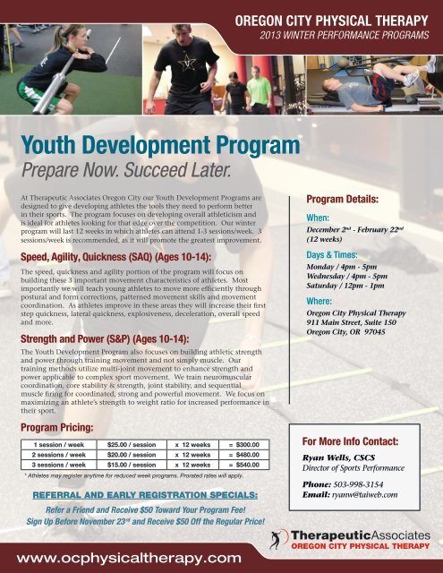 to download our program flyer (pdf) - Therapeutic Associates