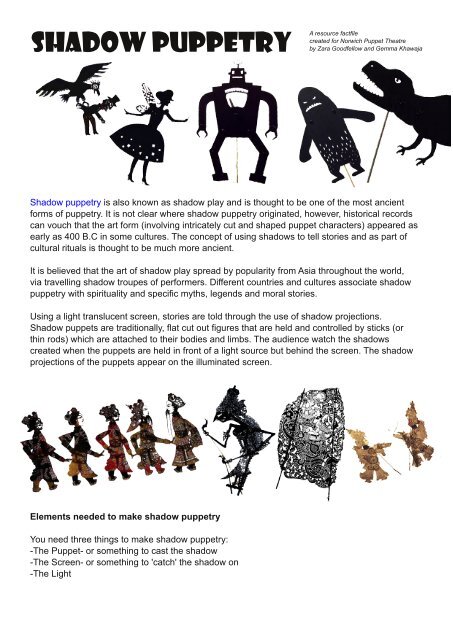 Shadow Puppetry: An overview - Norwich Puppet Theatre