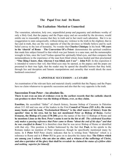 The Papal Tree And Its Roots The Exaltation- Merited or Unmerited ...