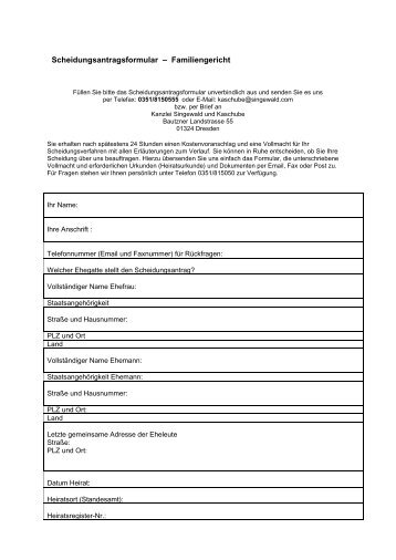 Scheidungsantrag Magazine