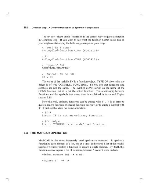 202 Common Lisp: A