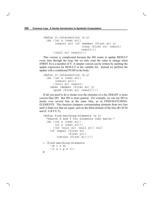 350 Common Lisp: A