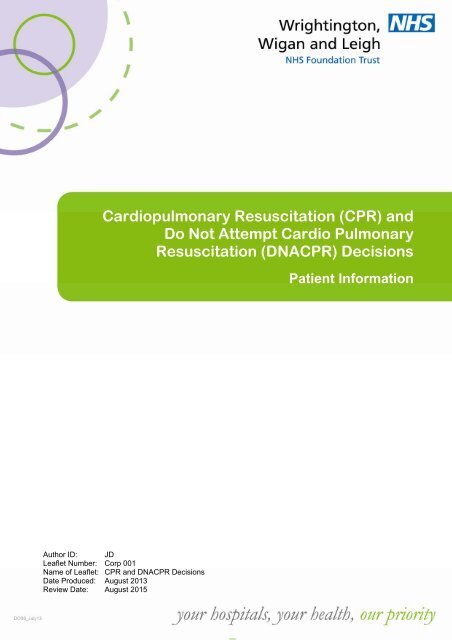 Cardiopulmonary Resuscitation (CPR) and Do Not Attempt Cardio ...