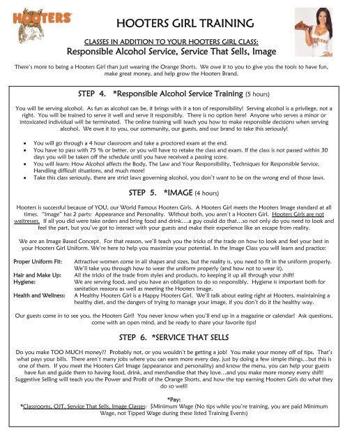 HOOTERS GIRL TRAININGCLAS