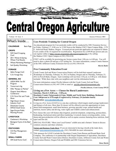CO Ag nl janfeb 2012.pub - Oregon State University Extension Service