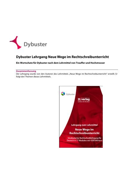 Lehrgang Neue Wege im Rechtschreibunterricht - Dybuster