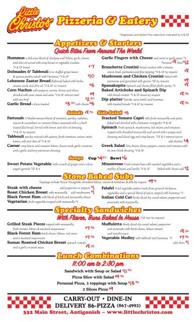 Menu - Little Christo's Pizzeria and Eatery