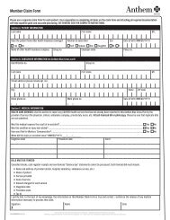 Anthem Blue Cross Member Claim Form - Student Health Center