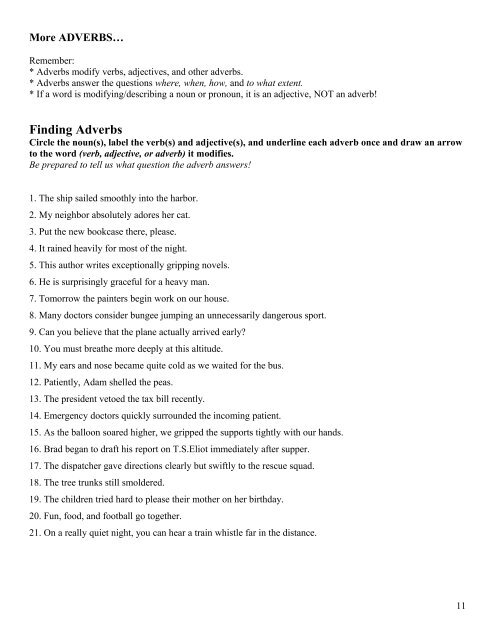 Adverb PracticeLook back