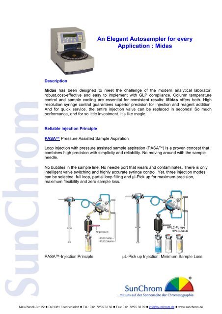 An Elegant Autosampler for every Application : Midas - SunChrom
