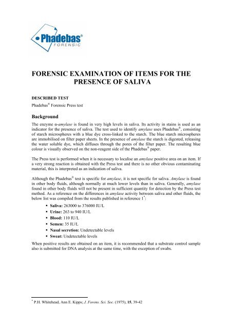 Instructions Phadebas® Forensic Press Test - Phadebas Amylase Test