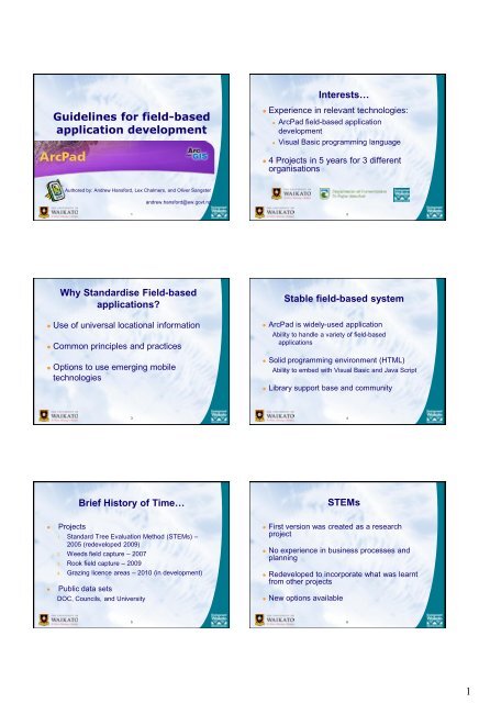 1 Guidelines for field-based application development