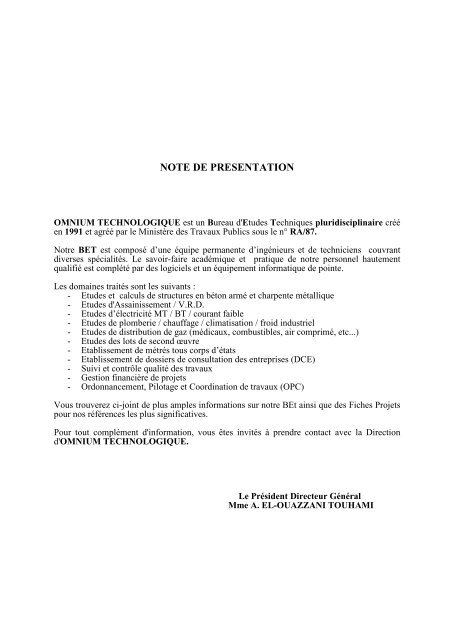 Télécharger la note de présentation - omnium technologique