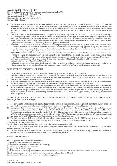 Appendix 1 to JAR–FCL 1.240 & 1.295 Skill test and proficiency ...