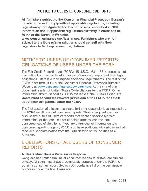 notice to users of consumer reports - S2Verify Background Screening