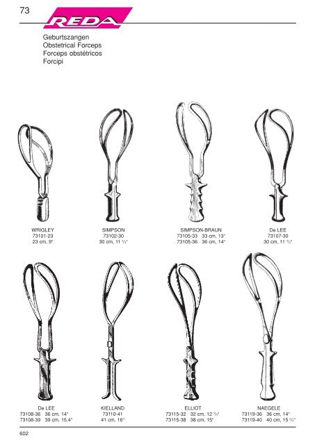 Geburtszangen Obstetrical Forceps Forceps obstétricos Forcipi