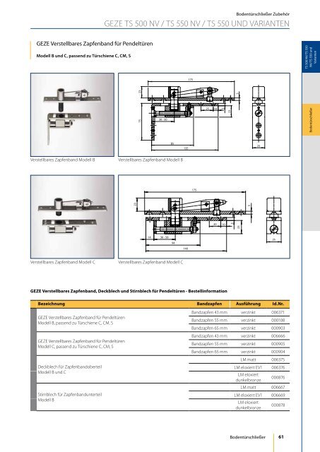 Bodentürschließer Zubeh