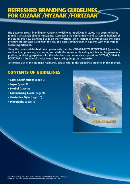 refreshed branding guidelines for cozaar™/hyzaar™/fortzaar