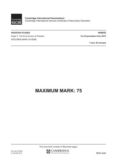 2015 Specimen Paper 2 Mark Scheme - Cambridge International ...