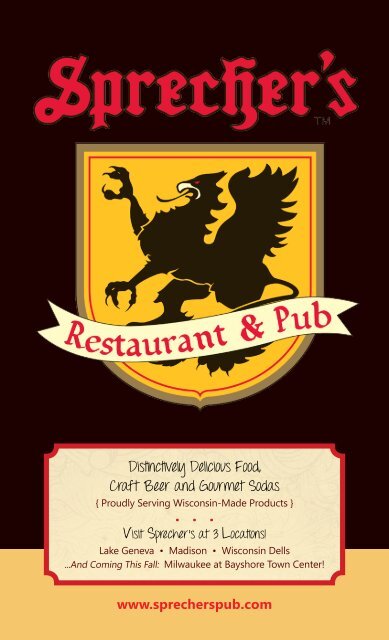 Sprecher's Lunch & Dinner Menu - The Cove of Lake Geneva