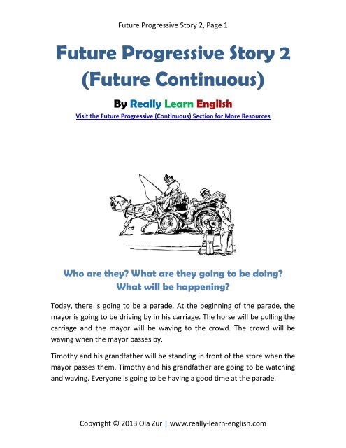 Future Progressive Story 2 (Future Continuous) - Really Learn English