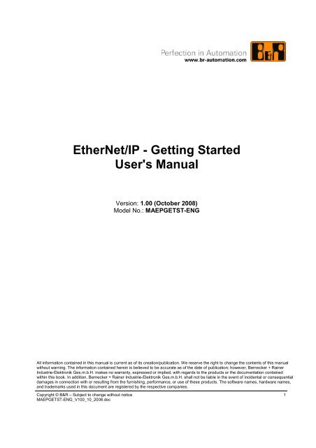 EtherNet/IP - Getting Started User's Manual - Encompass Integration