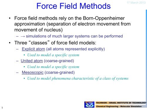 Force Field Methods - Technion moodle