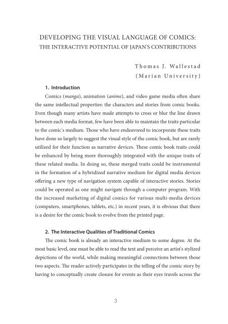 DEVELOPING THE VISUAL LANGUAGE OF COMICS: