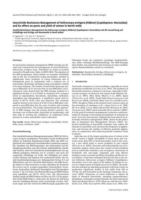 Insecticide Resistance Management of Helicoverpa armigera ...