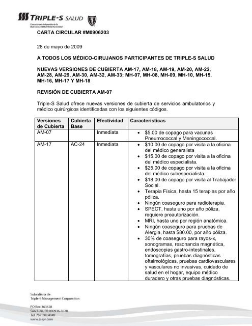 carta circular - Cartas Circulares – Triple-S Salud