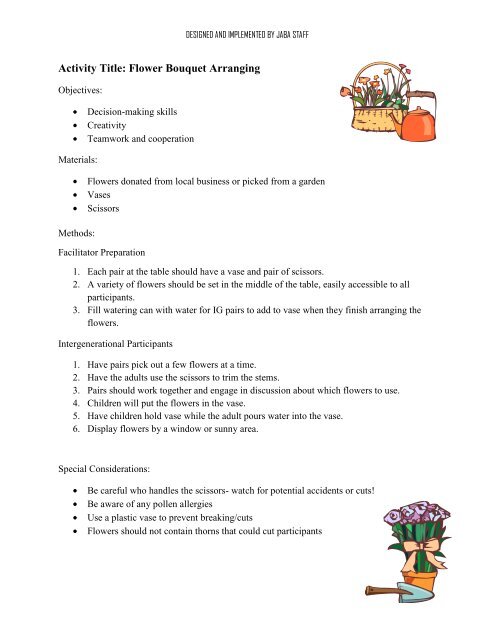 Activity Title: Flower Bouquet Arranging