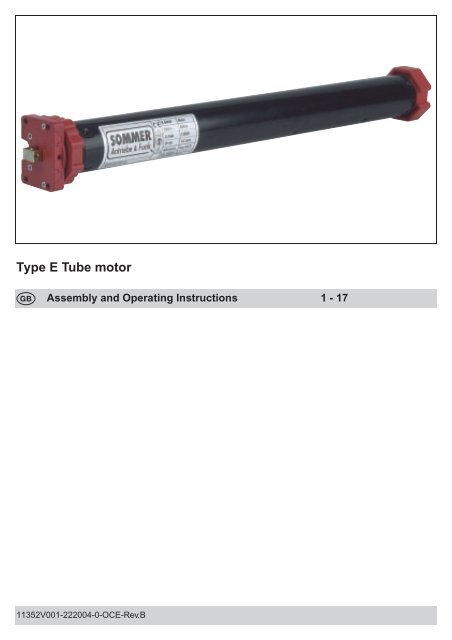 Type E Tube motor