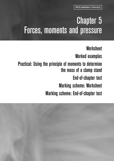 Chapter 5 Forces, moments and pressure - plannerLIVE!