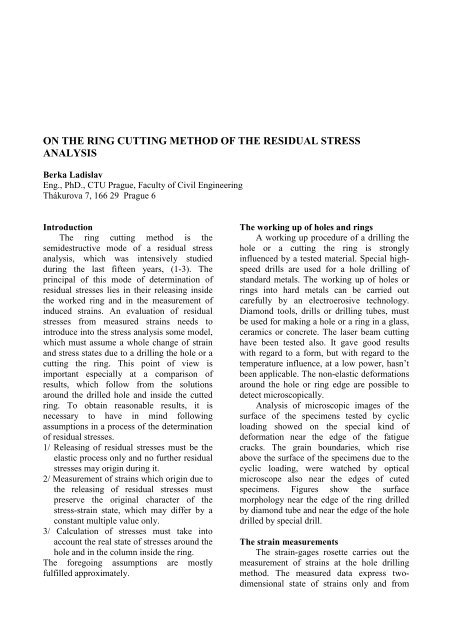 On the Ring Cutting Method of the Residual Stress Analysis