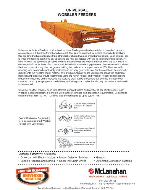 Wobbler Feeder Specification Sheet - McLanahan Corporation